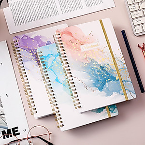 Spiral Notebook - 3 Pack College Ruled Notebook, 5.6'' x 8.3'' Journal Notebook, 80 Sheets / 160 Pages Per Journal with Spiral Bound, Inner Pocket, Journal for Women, Notebooks for Work