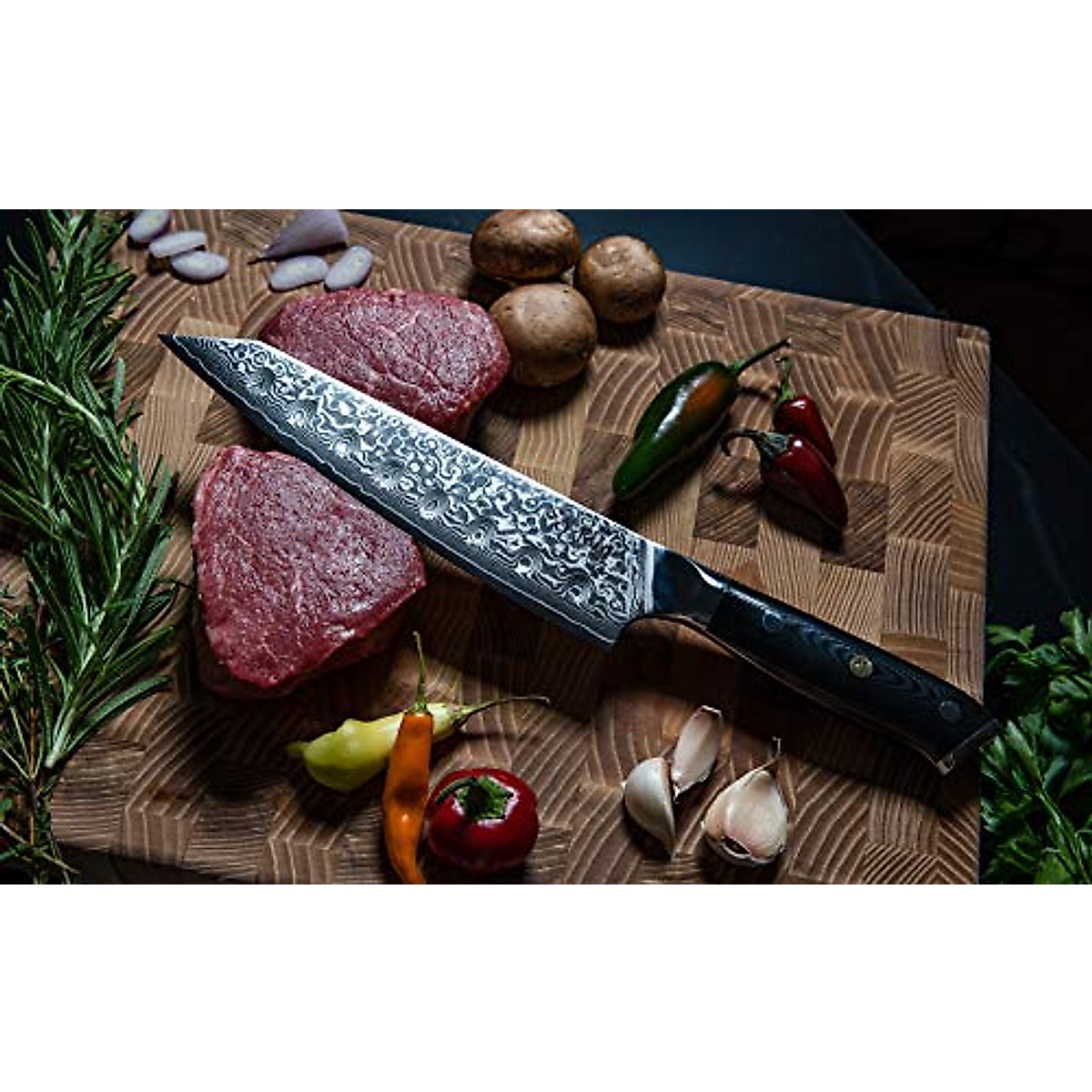 Oxford CHEF Kiritsuke Chef's Knife 8 Inch Damascus Japanese VG10 Super Steel 67 Layer High Carbon Stainless Steel