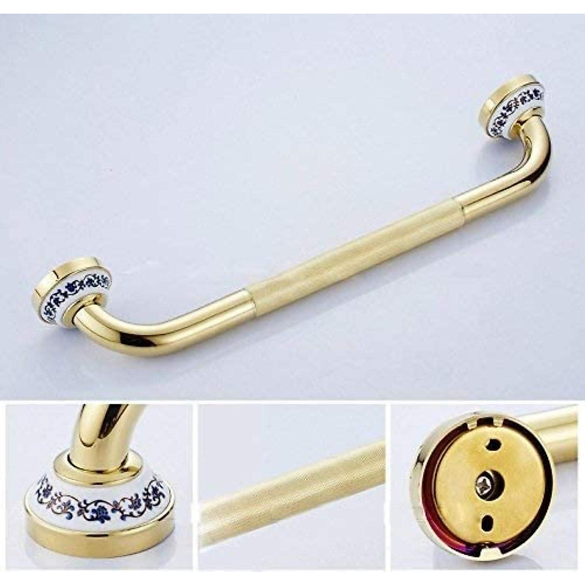 HongLianRiven Bath Handle Towel Rail Safety Armrests Support Rails, Thickened Sturdy Shower Safety Handle Bathtub, Toilet, Bathroom, Kitchen, Stair Railing (Color : Gold)