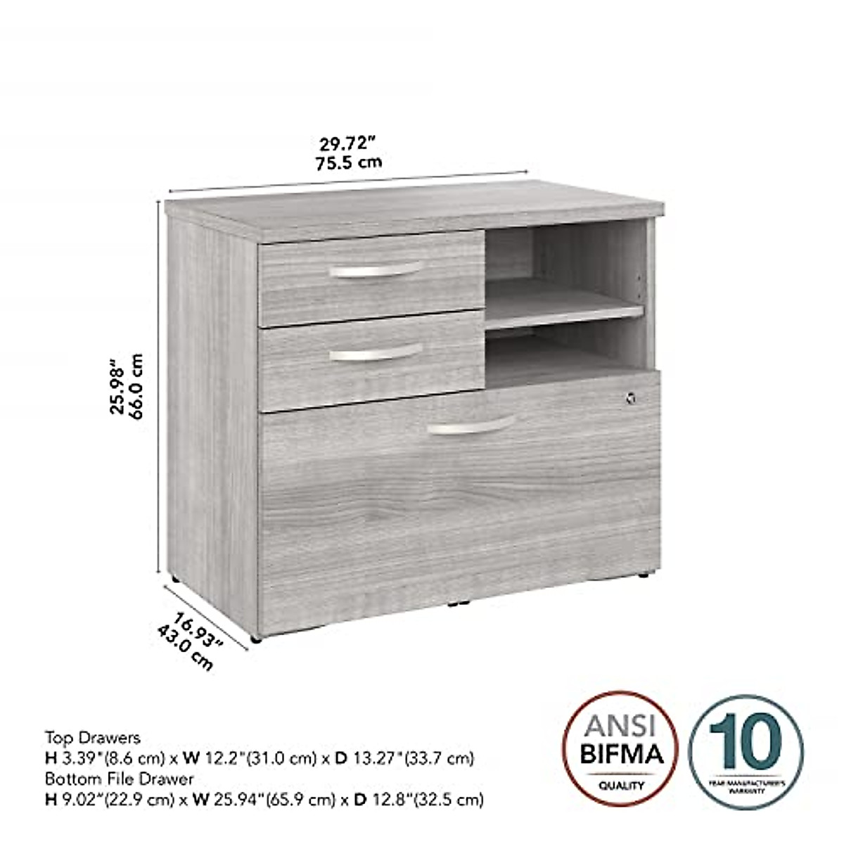 Bush Business Furniture Hybrid Office-Furniture, Platinum Gray