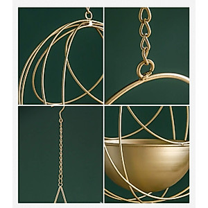 RISEON Boho Gold Metal Plant Hanger,Metal Geometric Hanging Planter, Modern Planter, Mid Century Air Plant Holder Stand, Minimalist Planter for Indoor Outdoor Home Wedding Decor