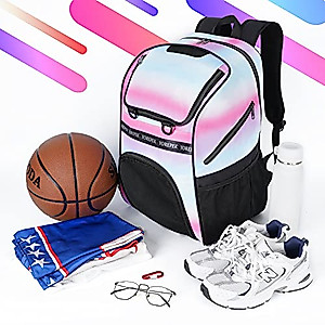 YOREPEK Basketball Bag, Large Basketball Backpack with Shoe Compartment and Ball Holder for daughter son, Water Resistant Soccer Bag for Sport Training Equipment Fits Volleyball Football Gym Pink