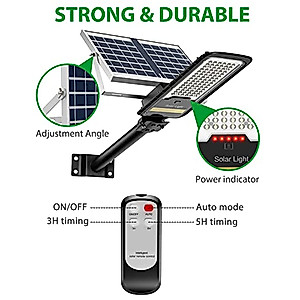 AWANFI Solar Street Light Outdoor, Solar Powered Flood Light Waterproof Dusk to Dawn with Remote Control On/Off Switch for Outside Yard Parking Lot Lighting