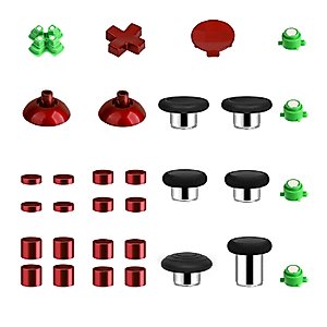 31 in 1 Magnetic Metal Joystick Bullet Buttons Replacement Kits for PS5/PS4 Controller(Red)