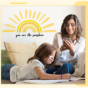 Boho Sun Wall Decals You are The Sunshine Wall Stickers Rainbow Wall Decals Large Half Sun Wall Decor Decals for Nursery Bedroom Classroom Wall Stickers Murals Decorations