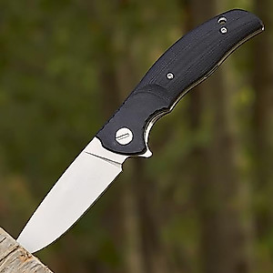 Pocket Knife - Black Folding Knofe with G10 Handle - 9CR18MOV Stainless Steel - Multipurpose Work Jack Tactical Knives - Best for EDC Camping Fishing Hiking Hunting - Cool Gifts for Men S-22
