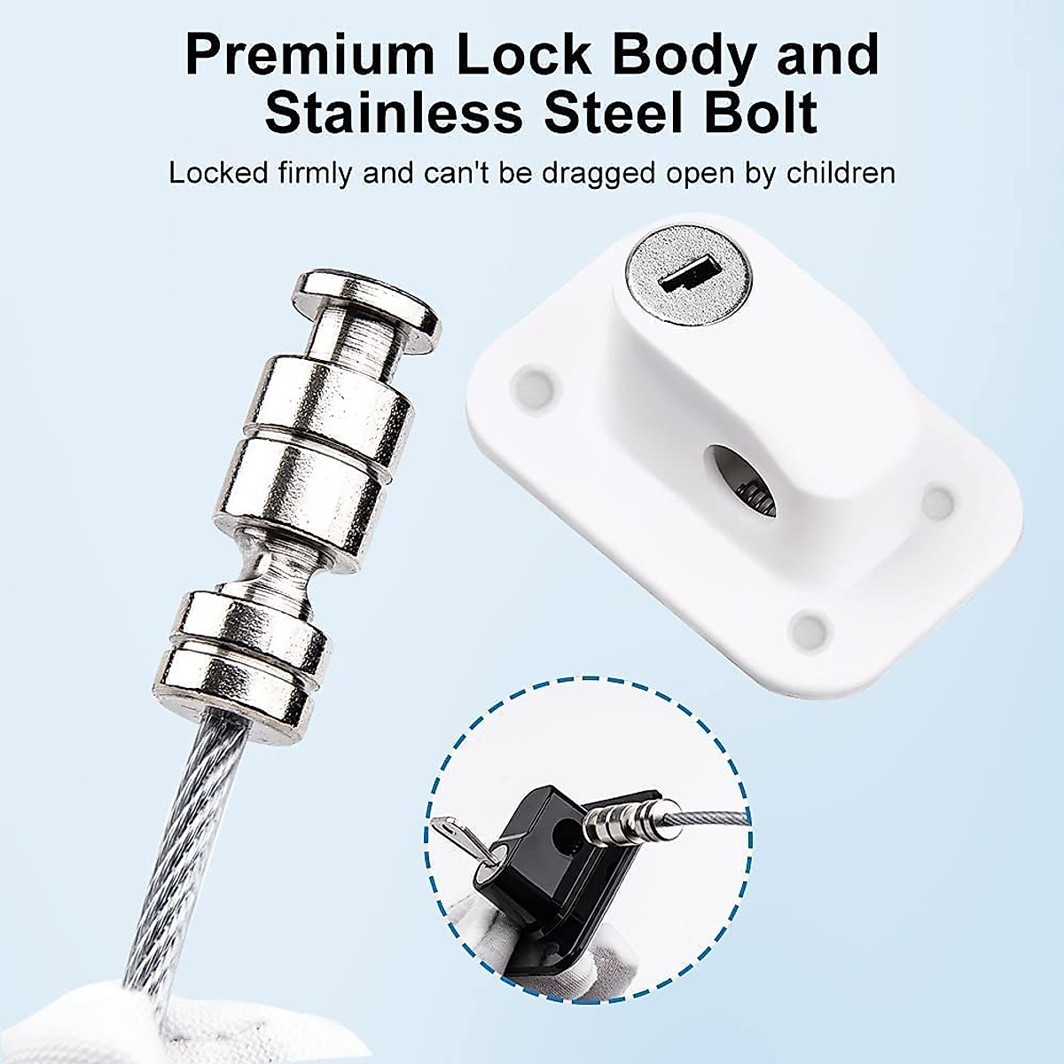 Window Safety Locks Self Adhesive AOSITE 2 Pack Baby Window Restrictor with Key UPVC Window Locks Child Safety Cable Lock Pet Window Restrictors No Drilling Kids Refrigerator Lock for Childproof