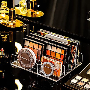 JessLab Eyeshadow Palette Makeup Organizer, Acrylic 7-Section Divided Make up Organizers and storage for Bathroom Vanity Countertop, Transparent, S