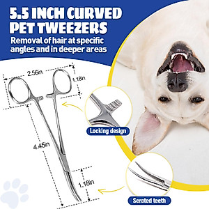 Ninibabie Updated Dog Ear Powder for Hair Removal,Ear Powder for Dogs Plucking with 5.5inch Hemostat Locking Forceps Curved, Removing Earwax and Odor