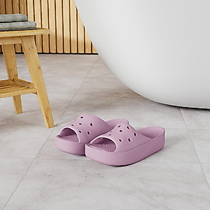 Crocs Women's Classic Slide | Platform Sandals, Flamingo, 9