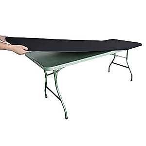 Iceberg iGear Stretch Fabric Table Top Cap Cover, fits 6' Tables, Polyester/Spandex, Black, 30" W x 72" L