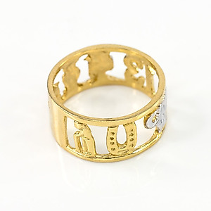 High Polish 10k Two-Tone White and Yellow Gold Open Design Lucky Ring (Size 10.25)