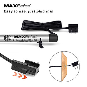 MAXSafes Gun Safe Dehumidifier Rod, Dry Rod - Easy Installation Plug-in Electric Dehumidifier Eliminates Moisture for Gun Safes & Cabinets, ETL Approved (12in)