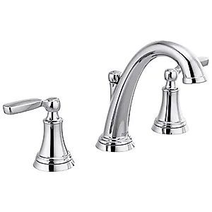 Delta Faucet Woodhurst Widespread Bathroom Faucet Chrome, Bathroom Faucet 3 Hole, Bathroom Sink Faucet, Metal Drain Assembly, Chrome 3532LF