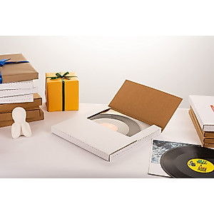 YUSHYIJIE 50 Pack LP Mailers, 12.8"L x 12.8"W x 1"H Kraft Vinyl Record Shipping Boxes for Mailing, Packing, Moving, Storage, Corrugated Album Box with Fragile Stickers