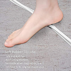 GenericBrands 59 Inch Collapsible Shower Water Dam Threshold, Bathroom Water Stopper Barrier Keeps Water Inside Dry and Wet Separation for Sink or Shower