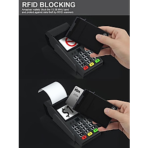 Amasiver Metal Card Holder Pop Up Wallet for Men Credit Card Slim Minimalist Wallet RFID Blocking Protection Cards Case Business Money Pocket for Notes and Coins and Debit Cards | Black