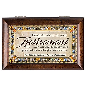 Cottage Garden Retirement Days Blessed Peace Rest Jeweled Amber Earth Tone Petite Music Box Plays Amazing Grace