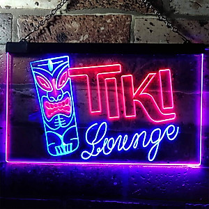ADVPRO Tiki Lounge Bar Mask Beer Ale Pub Dual Color LED Neon Sign Blue & Red 24" x 16" st6s64-s0002-br