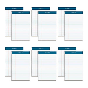 TOPS Docket Writing Pads, 5" x 8", Jr. Legal Rule, White Paper, 50 Sheets, 12 Pack (63360)