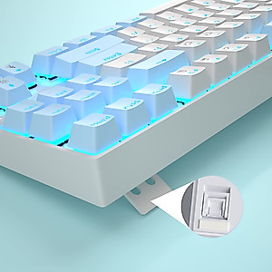 MageGee 75% Mechanical Gaming Keyboard with Red Switch, LED Blue Backlit Keyboard, 87 Keys Compact TKL Wired Computer Keyboard for Windows Laptop PC Gamer - White/Blue