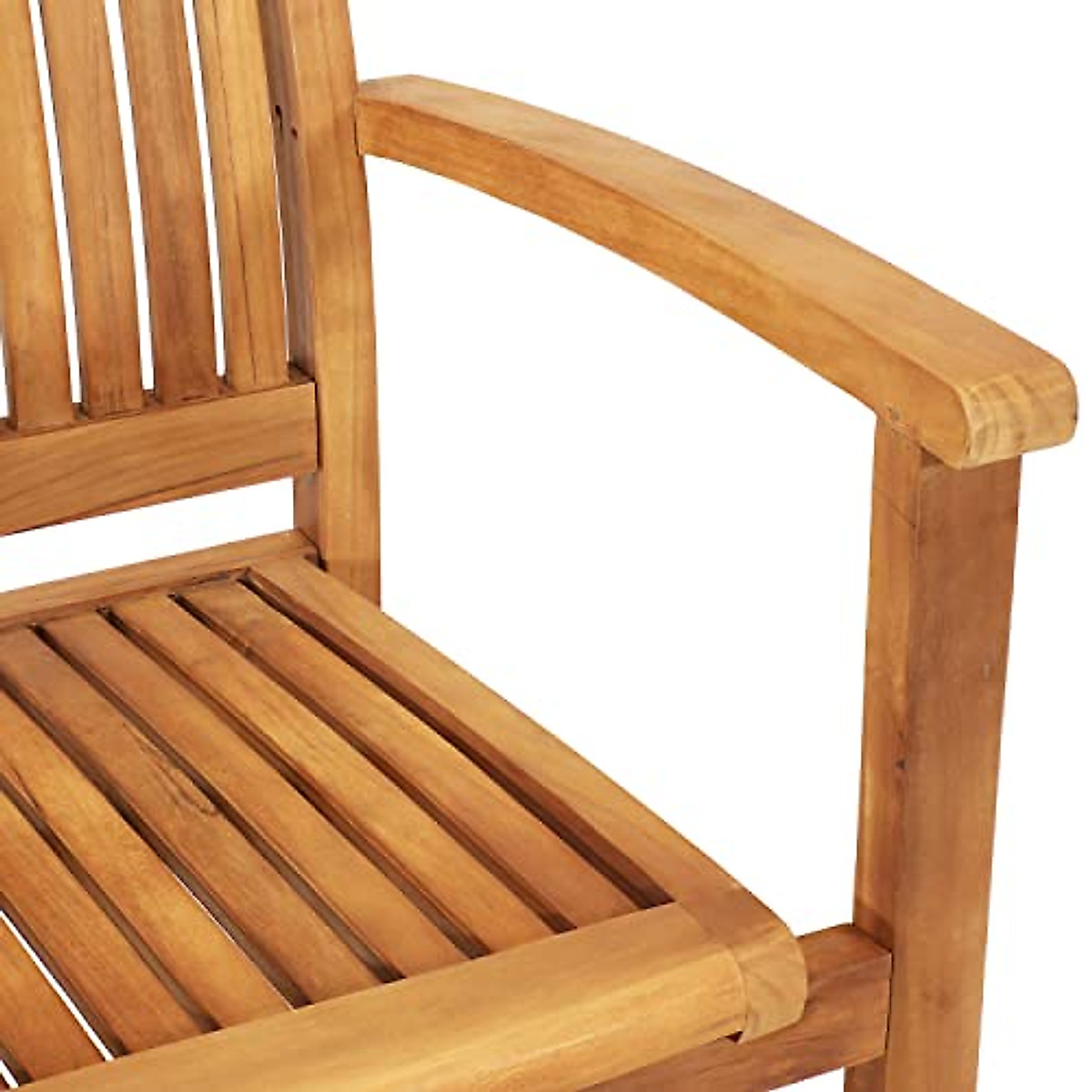 Sunnydaze Stackable Outdoor Patio Dining Chairs - Slat-Back Wood Outdoor Arm Chairs for The Outdoor Dining-Table, Patio, Porch, or Deck - Light Brown Finish - 24.25 Inches Wide - Set of 2