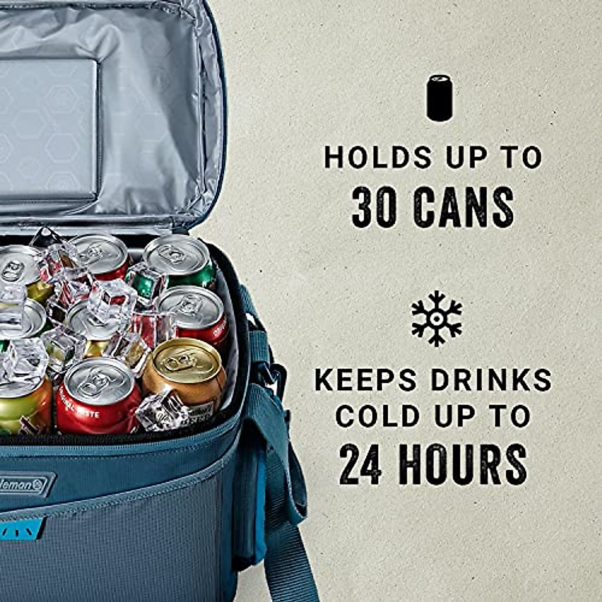 Coleman SPORTFLEX Soft Cooler with 4way Stretch Mesh Pockets, Expandable Active Stretch Side Pockets, Cooler Bag, Soft Sided Cooler, Insulated Lunch Bag, Camping Cooler