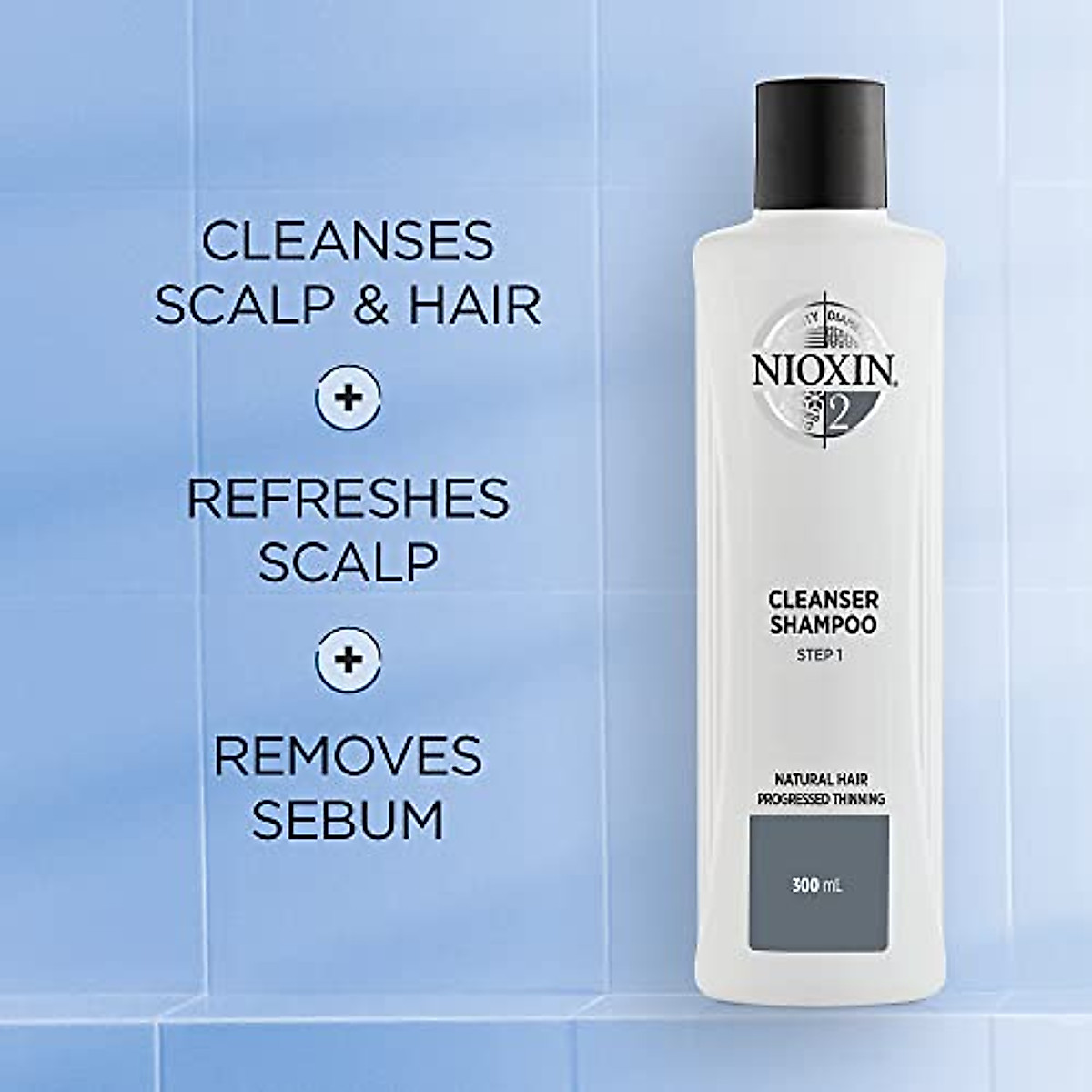 Nioxin System 2 Cleanser Shampoo, Natural Hair with Progressed Thinning, 33.8 Fl Oz