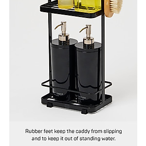 Yamazaki Home Wire Standing Shower Caddy with Bath Shelf Baskets, Steel, Tall, Water Resistant, No Assembly Req.