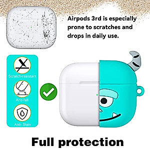 Mulafnxal for Airpods 3 3rd Generation Case Cute 3D Lovely Unique Cartoon for Airpod 3 Silicone Cover Fun Funny Cool Design Cases for Boys Girls Kids Teen for Air pods 3 (2021) (Blue Monster)