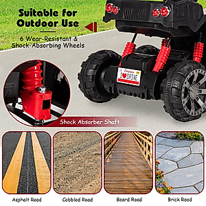 Costzon Kids ATV, 12V Battery Powered 6 Wheels Electric Vehicle w/ 4WD, Back Trunk, LED Lights, Music, Story, USB, Backrest, Treaded Tires, Ride on Car Quad for Boys & Girls Gift, Ride on ATV (Red)