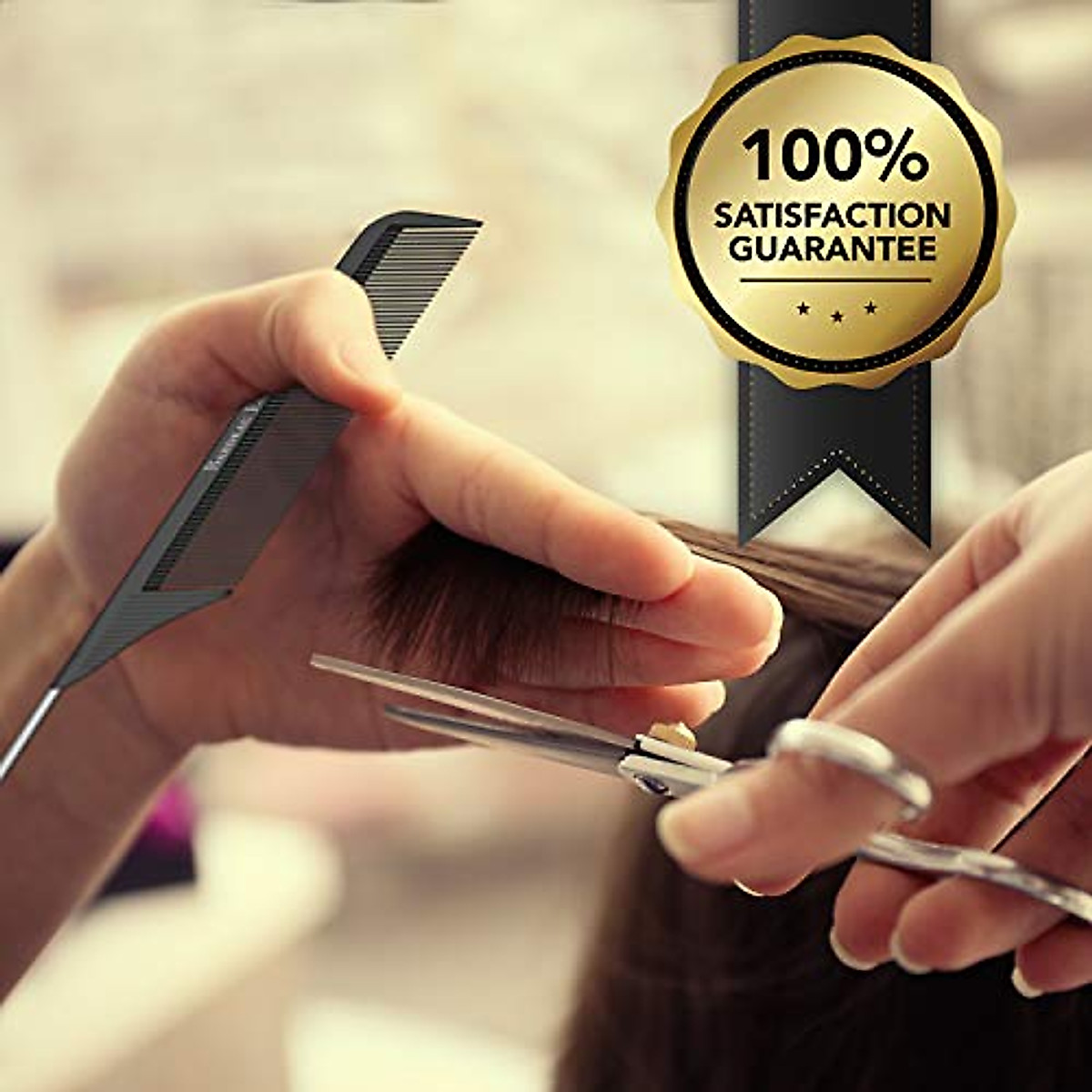 Professional 8.8 Inch Tail Comb (2 Pack) - Black Carbon Fiber And Stainless Steel Pintail - Anti Static And Heat Resistant Teasing Comb - Lightweight Tail Comb For All Hair Types By Bardeau Essentials