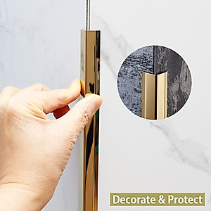 Trimold L Molding Stainless Steel Corner Guards with 90° Angle for Wall Cabinet Baseboard Protection and Decoration, 0.98ft x 0.59in (20pcs)