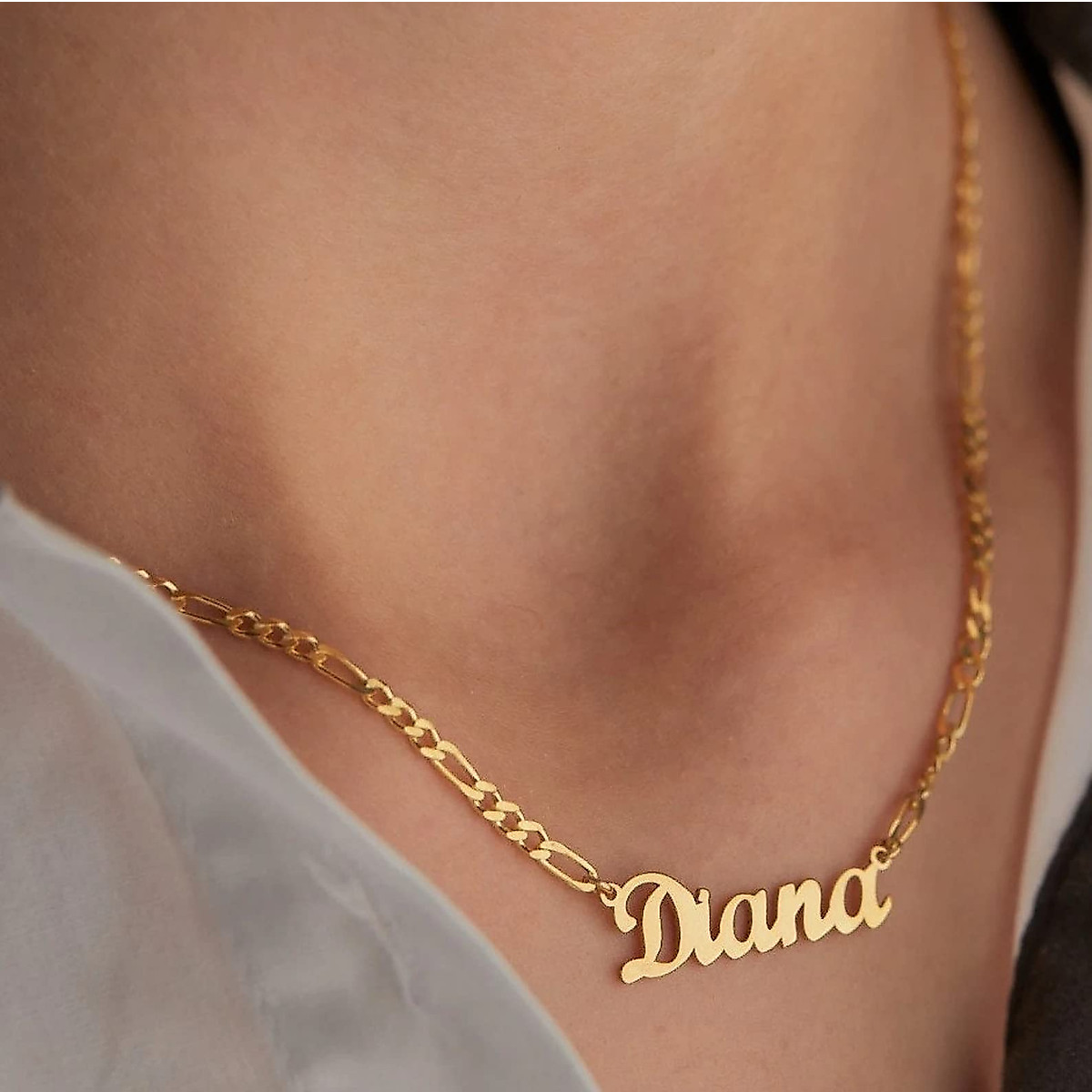 Personalized Name Necklace Customized Nameplate Necklace with Heart Pendant 18K Gold Plated Custom Name Necklace