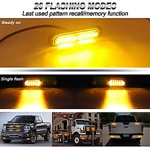 ASPL 8pcs Sync Feature Ultra Slim 12-LED Surface Mount Flashing Strobe Lights for Truck Car Vehicle LED Mini Grille Light Head Emergency Beacon Hazard Warning lights (Amber)