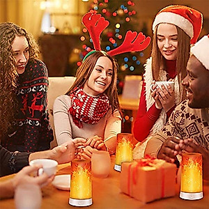 LED Flame Lights, Battery Operated Flameless Candles, Flickering Fake Fire Lamps with Remote Control and Timer, Waterproof Outdoor Flame Lights with Gravity Sensing for Fireplace/Party/Garden/Bar