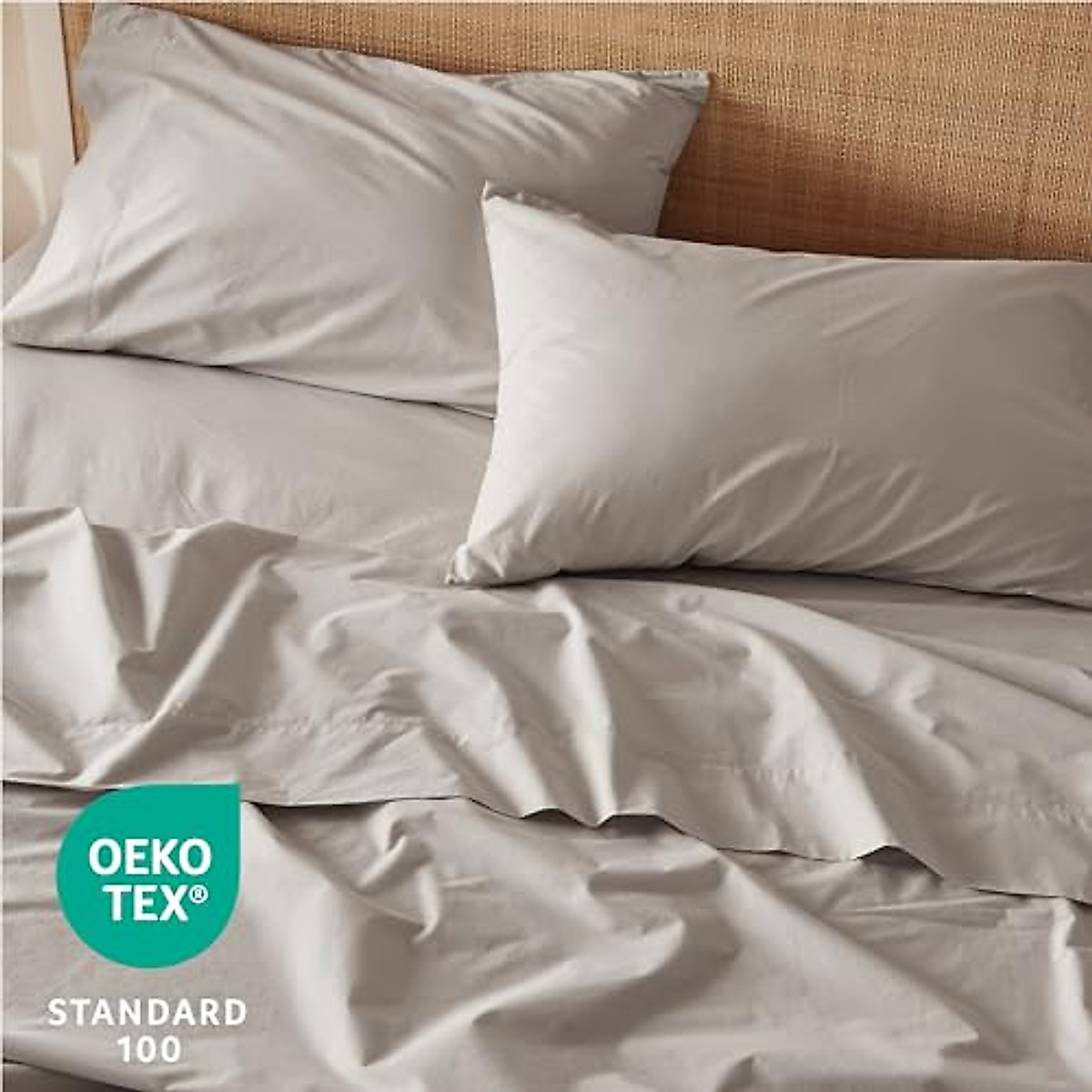 Bedsure 100% Cotton Sheets Full Size - 4 Pieces Washed Cotton Linen Textured, Soft Percale Sheets, Breathable Cooling Full Size Sheet with Deep Pocket Up to 16", Cotton Bed Sheets & Pillowcases