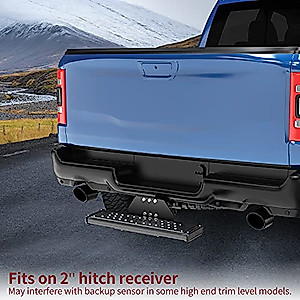 YITAMOTOR Aluminum Hitch Steps with 2" Receiver Bumper Guard Protector for Truck/Car/SUV Vehicles Upgraded Silver Non-Slip Textured Step Bar with Hitch Pin, Black Finish, 8.3" Wide