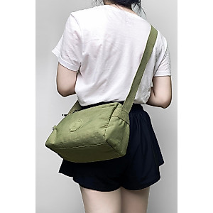 RYFERLAH Zip Nylon Casual Messenger Bag Multi Pocket Waterproof Lightweight Shoulder Crossbody Travel Bag with Adjustable Strap for Women Men (Navy Blue)