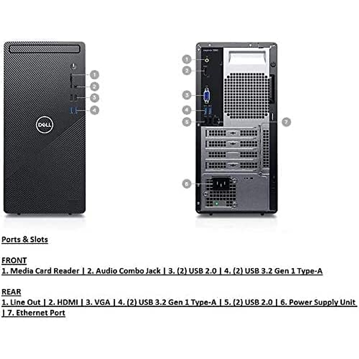 Dell [Windows 11 Pro] Inspiron Business Desktop Computer, 10th Gen Intel Core i7-10700, 32GB RAM, 1TB SSD, Intel UHD Graphics 630, Wi-Fi 6, Bluetooth, VGA, HDMI, RJ-45