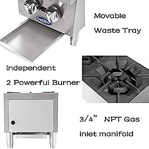 ATOSA US Two Burner Commercial Hot Plate Countertop Stove Outdoor Camping Double Portable Cooktop Propane Burner Restaurant Equipment ATHP-12-2 HD 12"-50,000 BTU