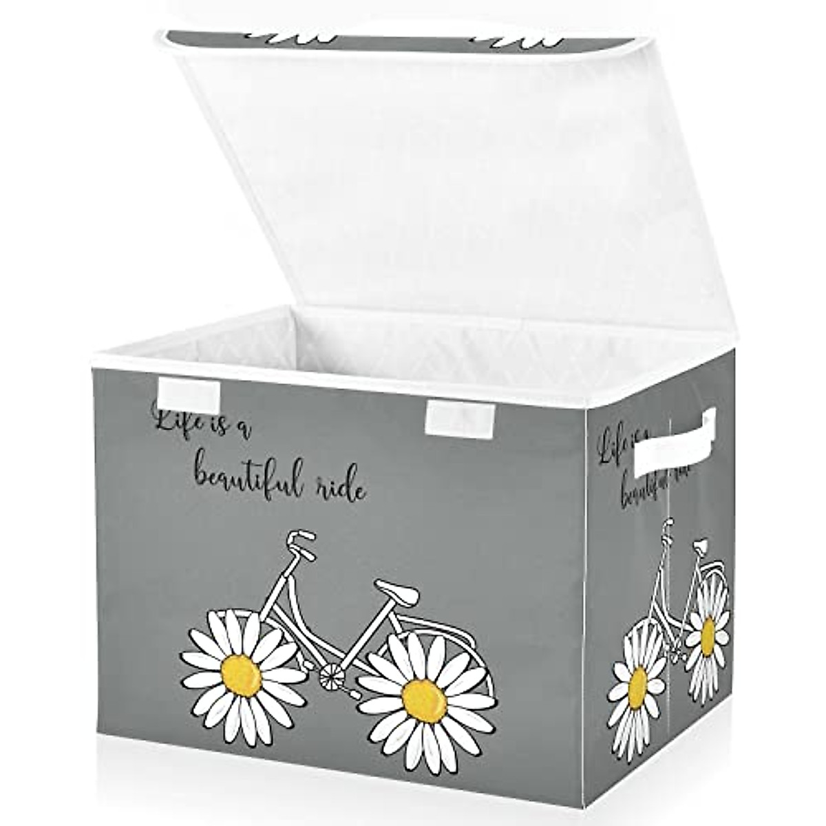 innewgogo Sunflower Bike Storage Bins with Lids for Organizing Collapsible Storage Cube Bin with Handles Oxford Cloth Storage Cube Box for Car