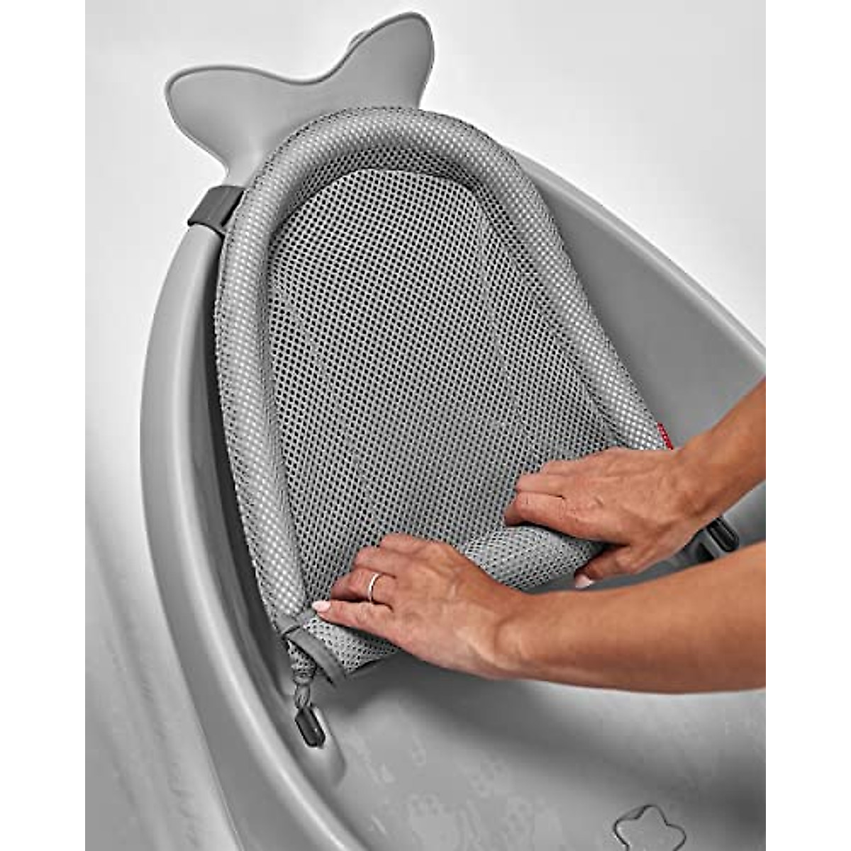 Skip Hop Baby Bath Tub, 3-Stage Smart Sling Tub, Moby, Grey