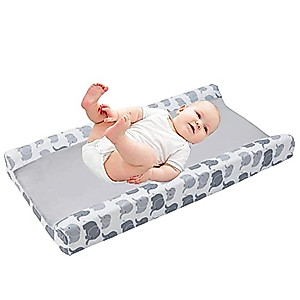 Changing Pad Cover - Baby Ultra Soft Hypoallergenic Silky Comfort Knit Sheets Cotton Diaper Change Table Pad Covers Stretchy Crib Decoration for Newborn - Gray Elephants
