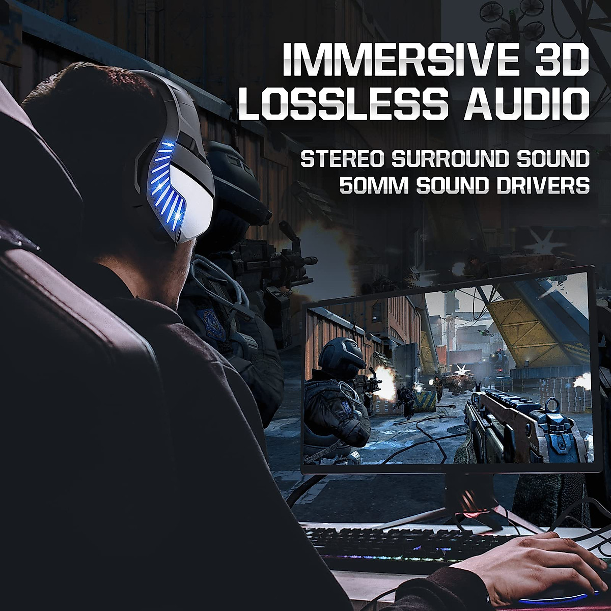 FEIYING Gaming Headset for PS4, PS5, Noise Cancelling Over Ear Headphones with Mic, Wired Over-Ear Headphone with 360° Adustable Noise Canceling Microphone for PC, PS4, PS5, Mac