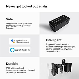 Key Lock Box Keybox Smart Lock Box for House Key Outdoor Wall Mounted Door Hanging, App Remotely Generates Bluetooth-Keys/Pin Codes Without Internet, Security Lock Box for Realtors Garage Spare Keys