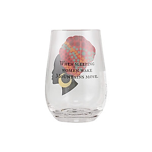 Enesco Our Name is Mud Culture Women Move Mountains Stemless Wine Glass, 15 Ounce, Clear