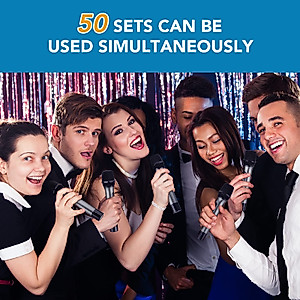 PERWHY Wireless Microphone System, UHF All Metal Cordless Dual Handheld Dynamic Mic Set with Rechargeable Receiver, for Karaoke Party, Amplifier, PA System, Singing Machine, Church, Wedding, 200ft