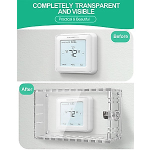 Upifen Thermostat Lock Box Cover with Key, Clear Thermostat Cover with Lock Compatible With Home Thermostat On Wall, AC Lock Box Cover with Key Fits Thermostats (Rectangle, 6.3''W x 5''H)