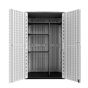KINYING Metal Laminate Shelving Kit Vertical Storage Cabinet, with Screw and Nuts, 68” x 46” x 15”(Color: Black)